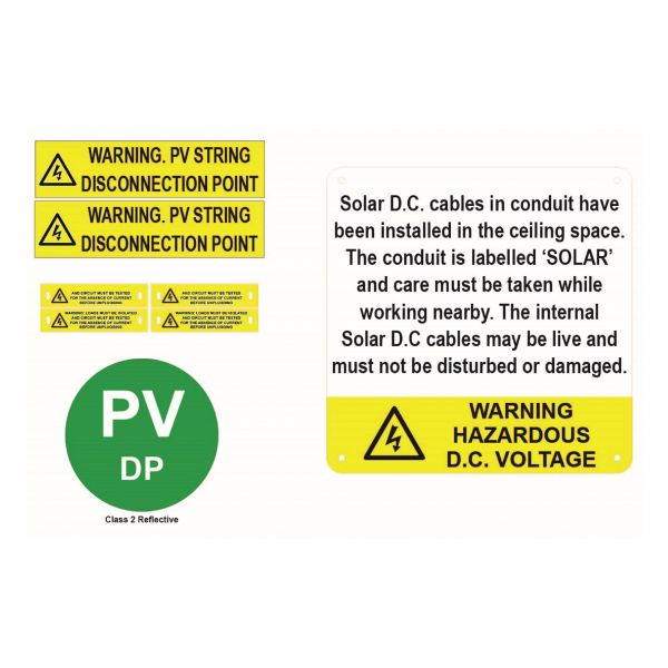 DC Isolator - Solar Label Kit - PV Connections