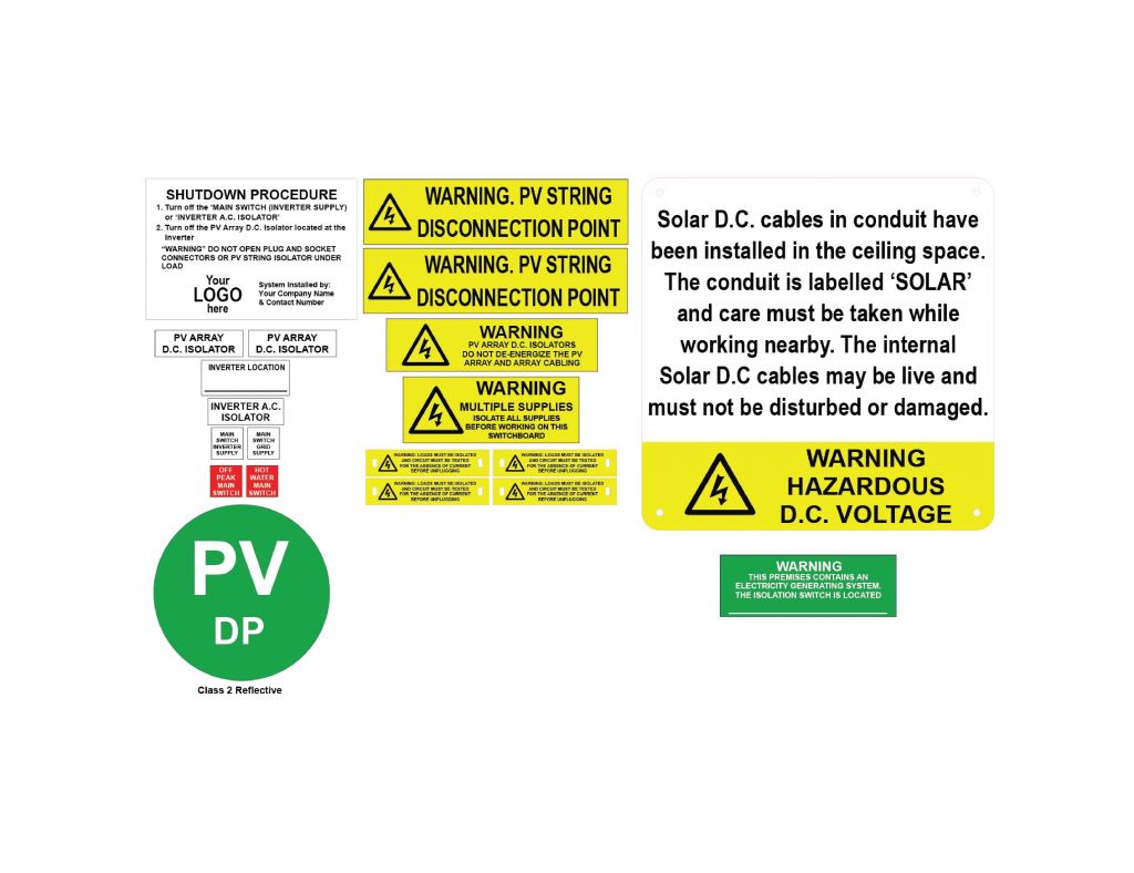 CUSTOM Disconnection Point – Solar Label Kit - PV Connections