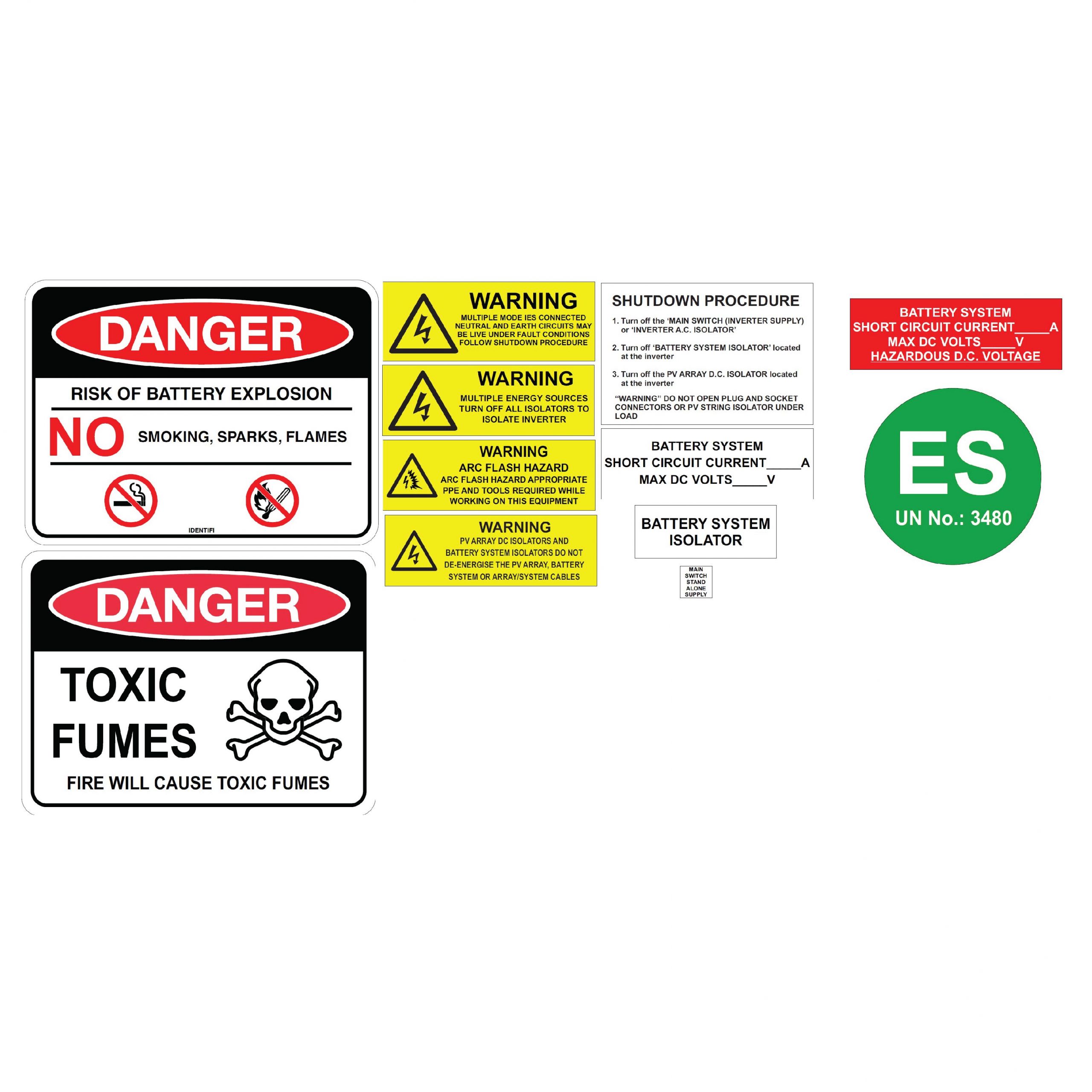 Battery Storage System - Label Kit - PV Connections