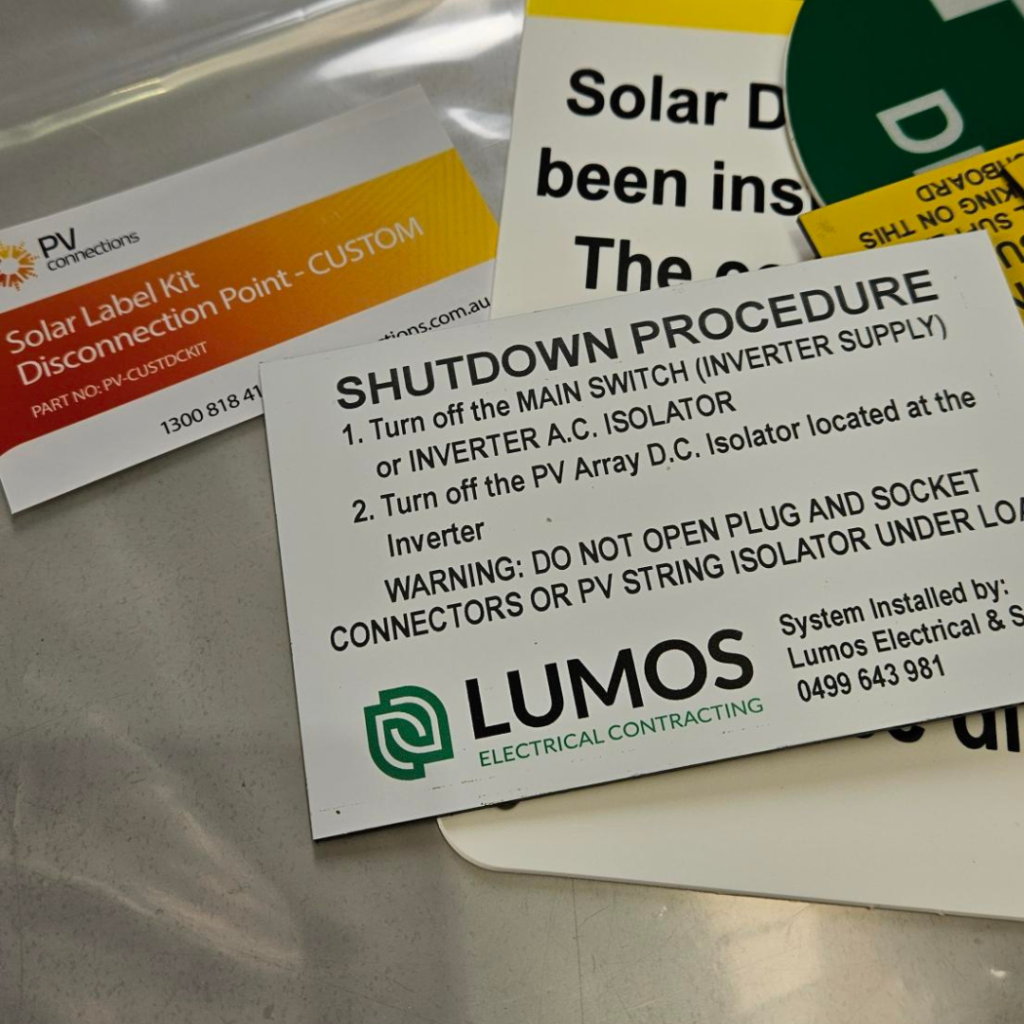 CUSTOM Disconnection Point – Solar Label Kit