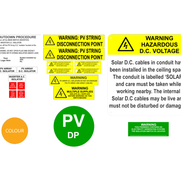 Disconnection Point - Solar Label Kit - PV Connections