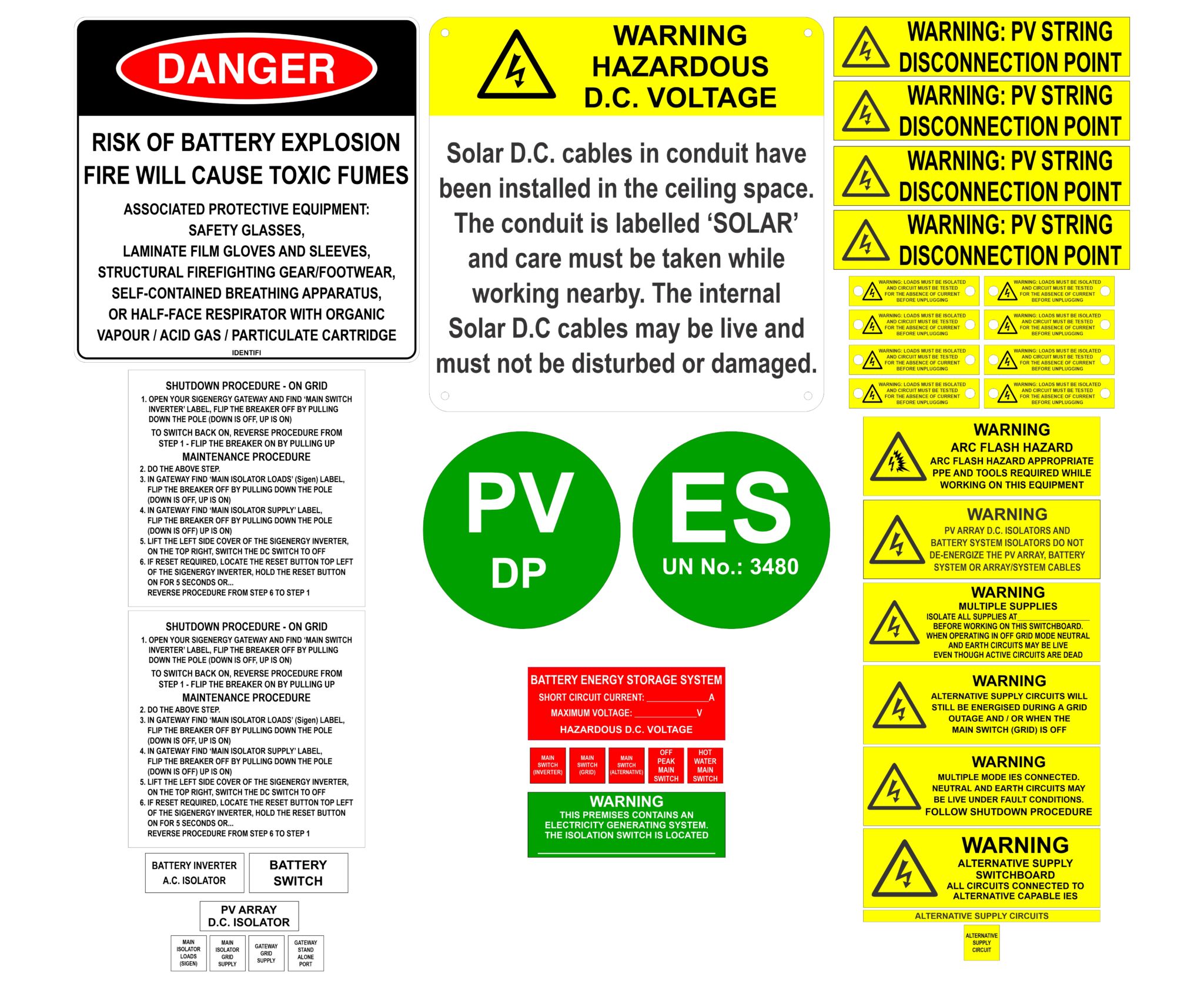 Sigenergy Three Phase Label Kit - PV Connections